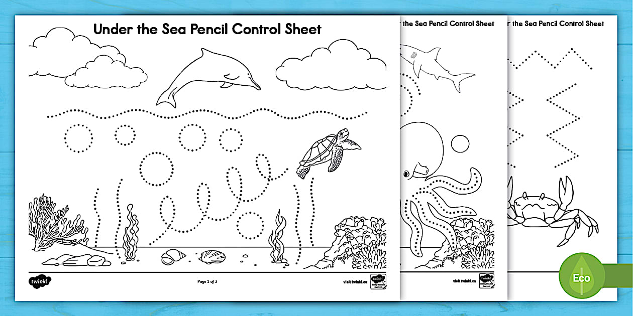 Tracing Worksheets for Preschoolers | Under the Sea Theme