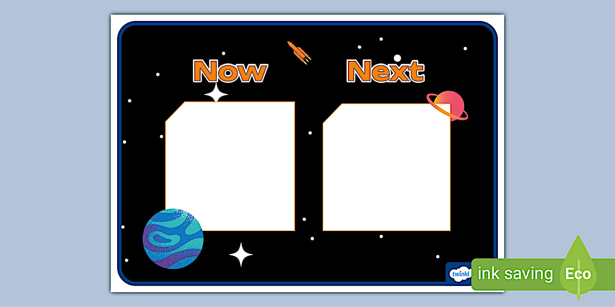 Space-Themed Now and Next Visual Aid (teacher made) - Twinkl