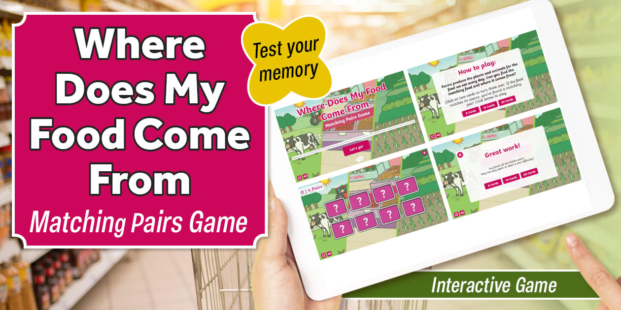 Food Sources Matching Game for Year 1 Science