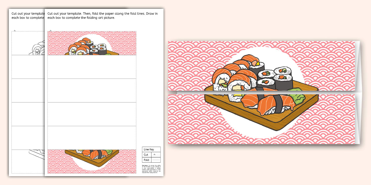 Sushi Folding Art Template - Twinkl Arts and Crafts