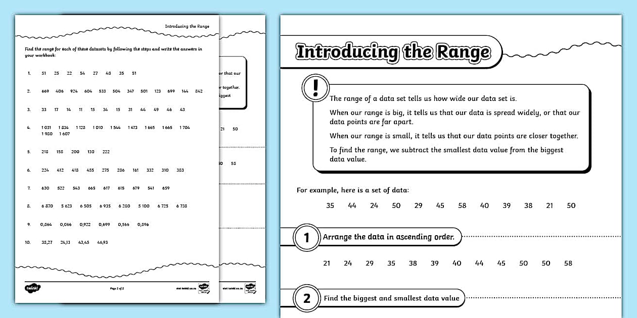 Introducing the Range - Activity Sheet (teacher made)
