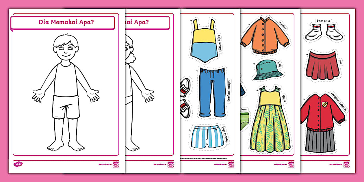 Clothes Dress Ups Activity - Indonesian (teacher made)