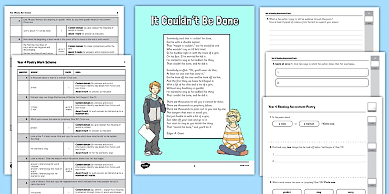 Year 4 Term 2 Poetry Reading Assessment - Twinkl