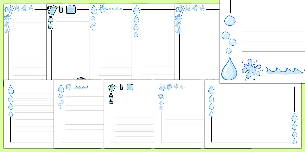 Editable Water Page Borders (teacher made) - Twinkl