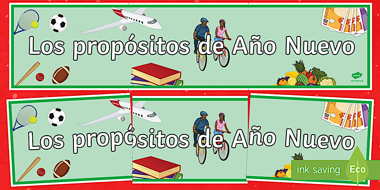 New Year's Resolutions Display Banner Spanish - Twinkl