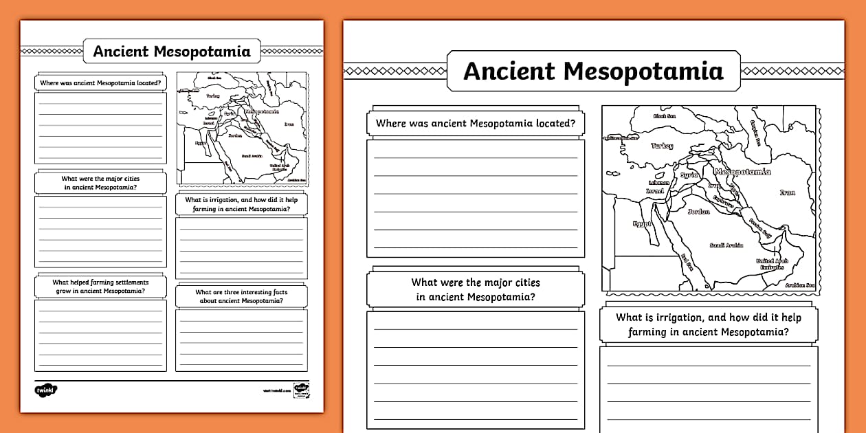 Ancient Mesopotamia Graphic Organizer for 3rd-5th Grade