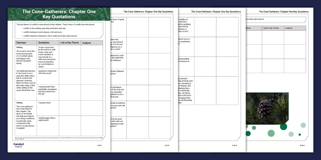 The Cone-Gatherers: Chapter One Key Quotations - Twinkl