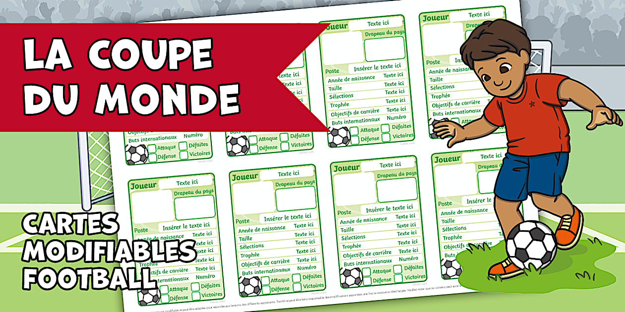 Cartes modifiables sur le thème de la Coupe du monde
