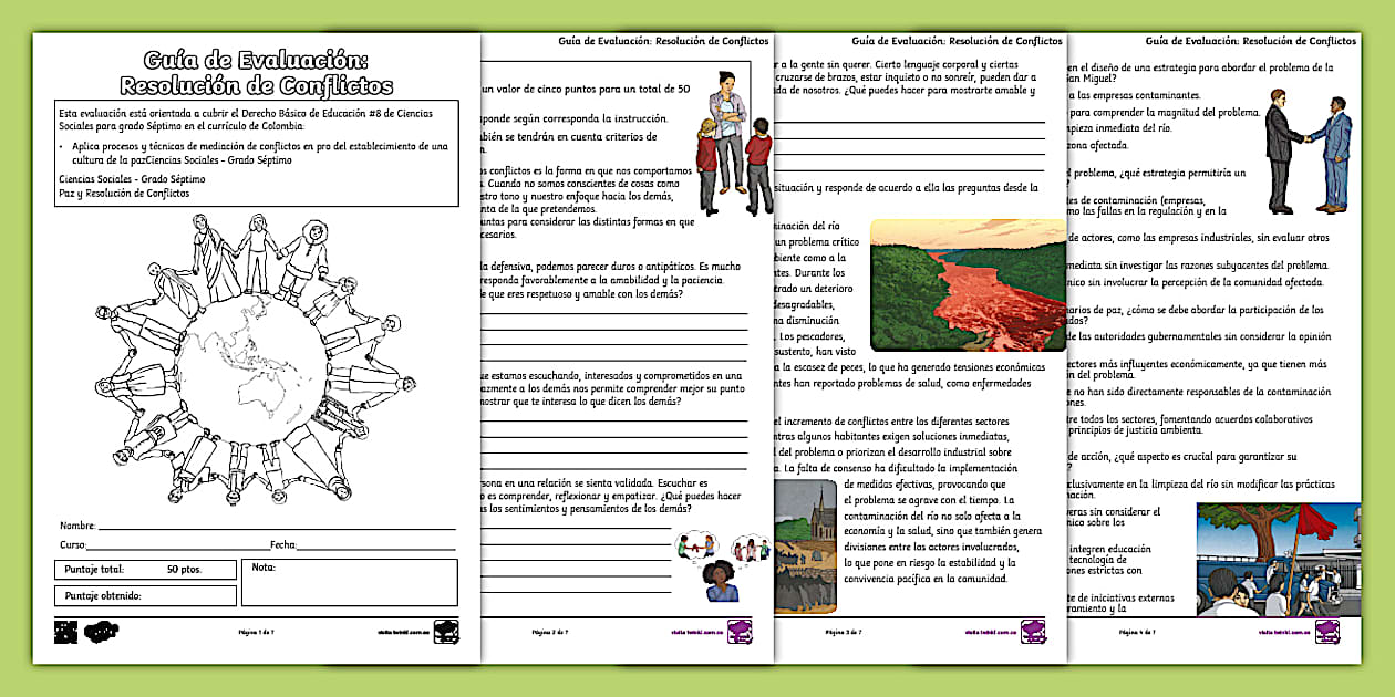 Guía de Evaluación: Resolución de Conflictos - Twinkl Colombia