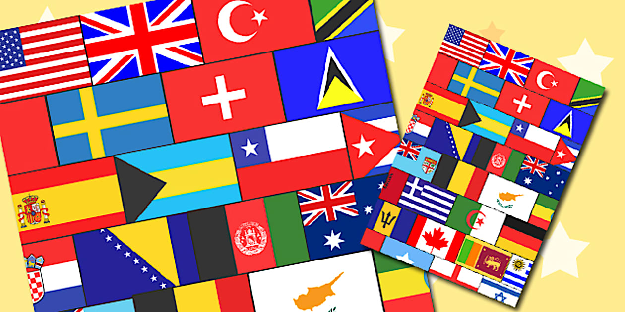 World Flags Themed A4 Sheet (teacher made) - Twinkl