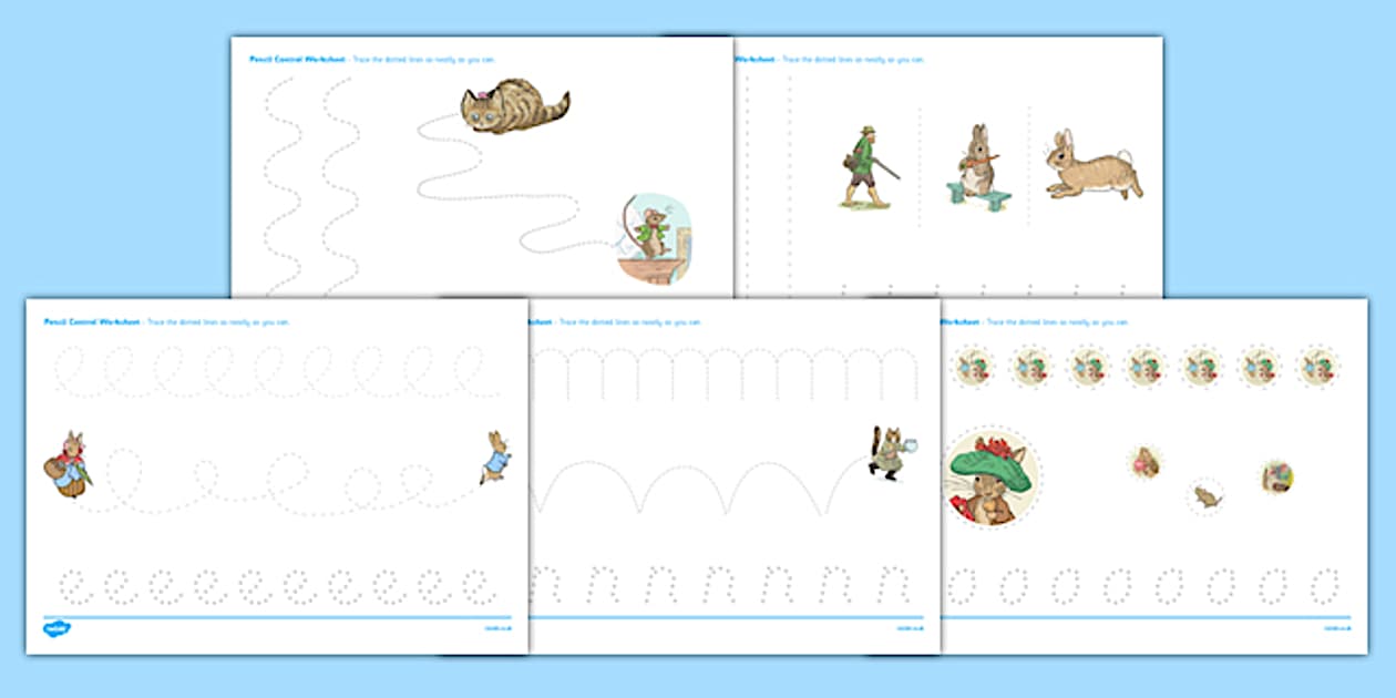 Beatrix Potter Pencil Control Worksheets (teacher made)