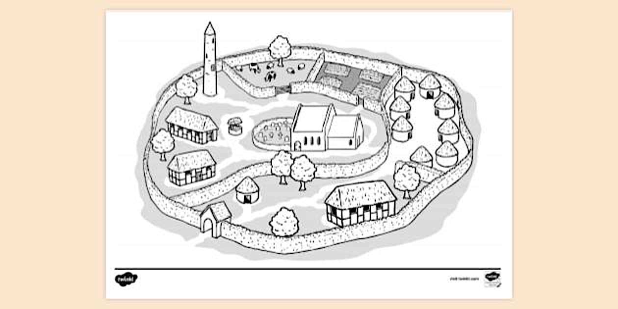 Plan of a Monastery Colouring | Colouring Sheets - Twinkl