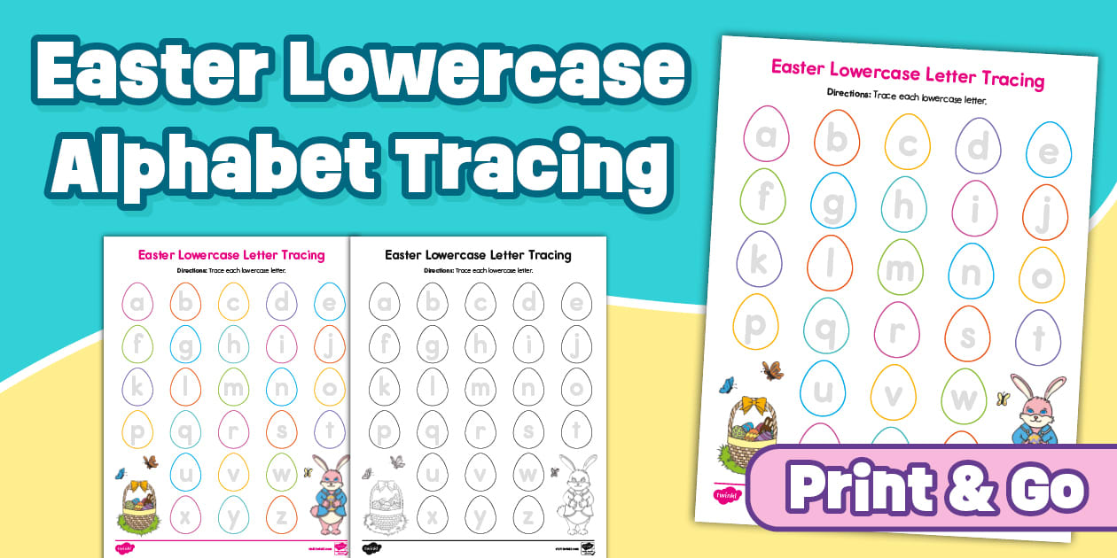 Easter Lowercase Letter Tracing Worksheet for PreK-1st Grade