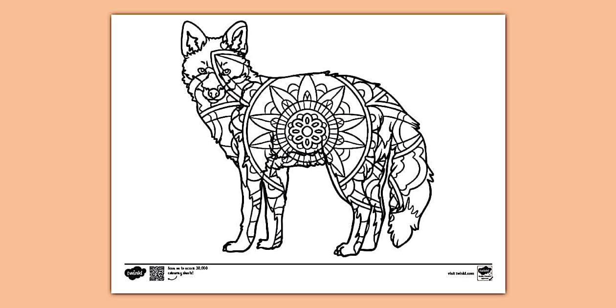 Fox Mandala Colouring Page (teacher made) - Twinkl