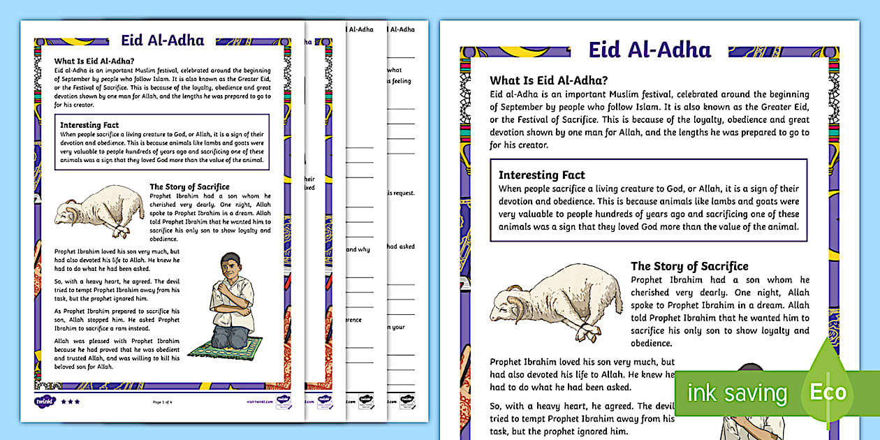 Eid Al-Adha Differentiated Reading Comprehension Activity