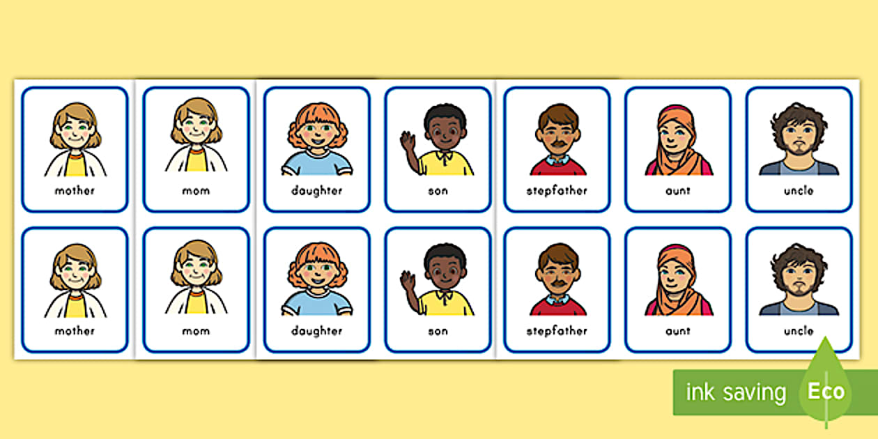 My Family Matching Cards (teacher made) - Twinkl