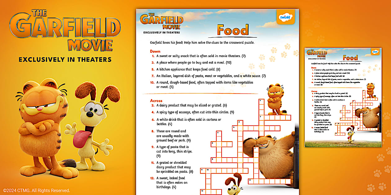 FREE! - Garfield Crossword | The Garfield Movie | Sony Pictures