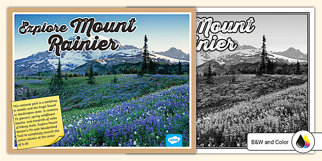 Printable Mount Rainier Poster for Kids | Twinkl USA