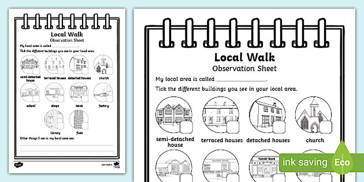 Local Walk Observation Sheet (teacher made) - Twinkl