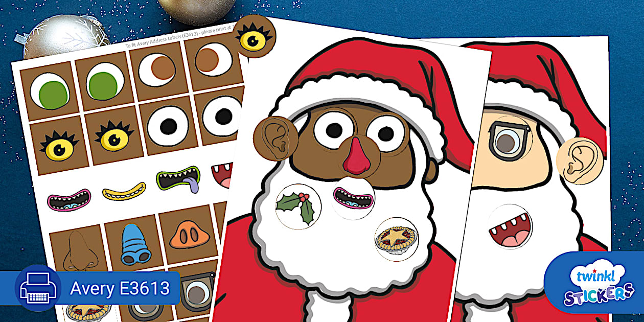 Make a Santa Face - Christmas Sticker Activity - Twinkl