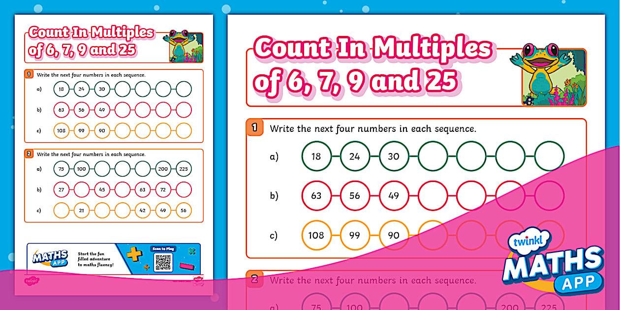👉 Y4 Count in Multiples of 6, 7, 9 and 25 Skill Safari Sheet