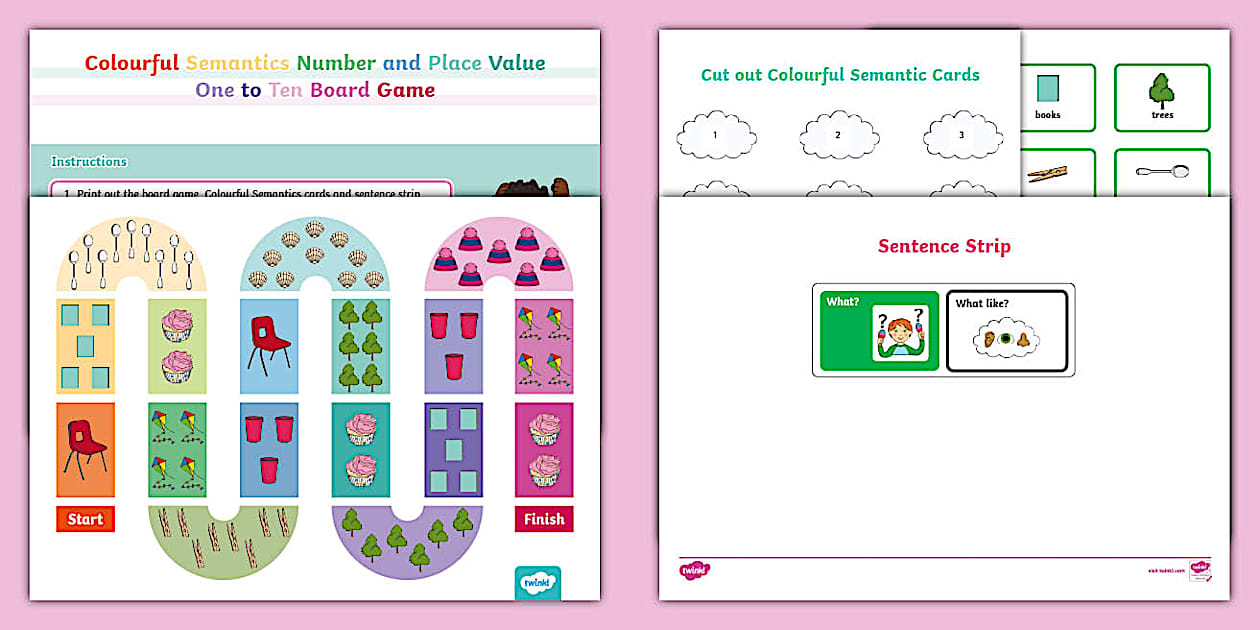 Colourful Semantics Number One to Ten Board Game - Twinkl