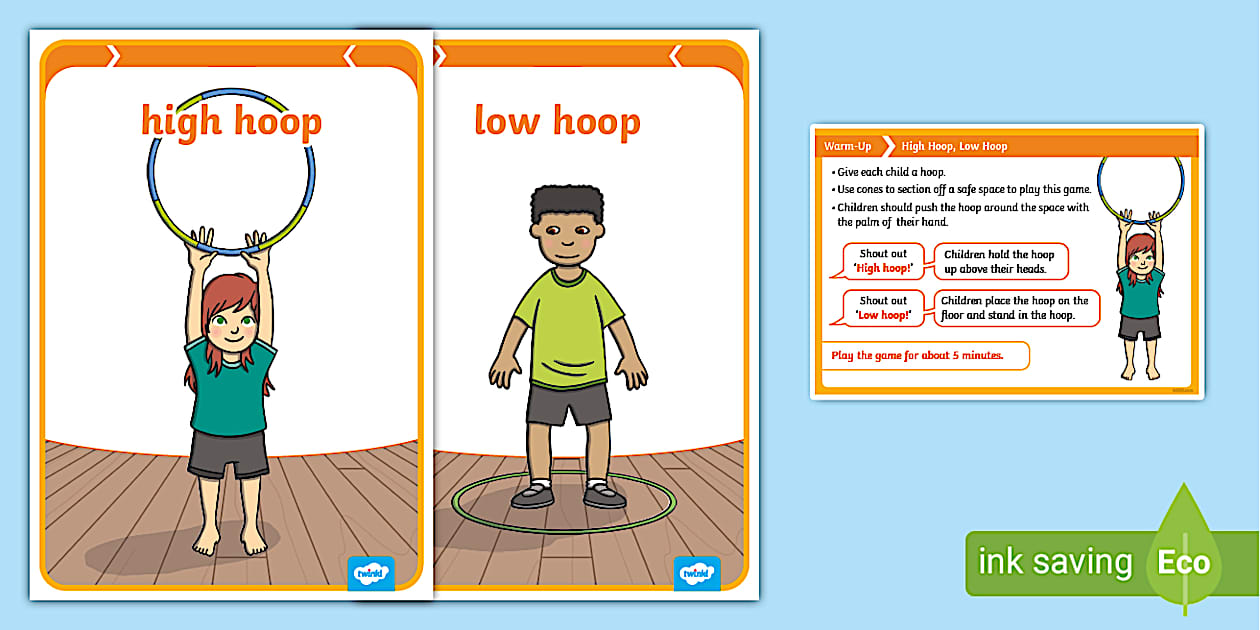 EYFS PE (Reception) High Hoop Low Hoop Warm-Up Activity Card