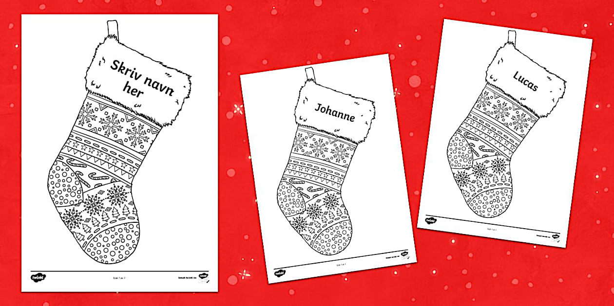 Fargelegg julestrømpen - Jul fargeleggingsside - Twinkl