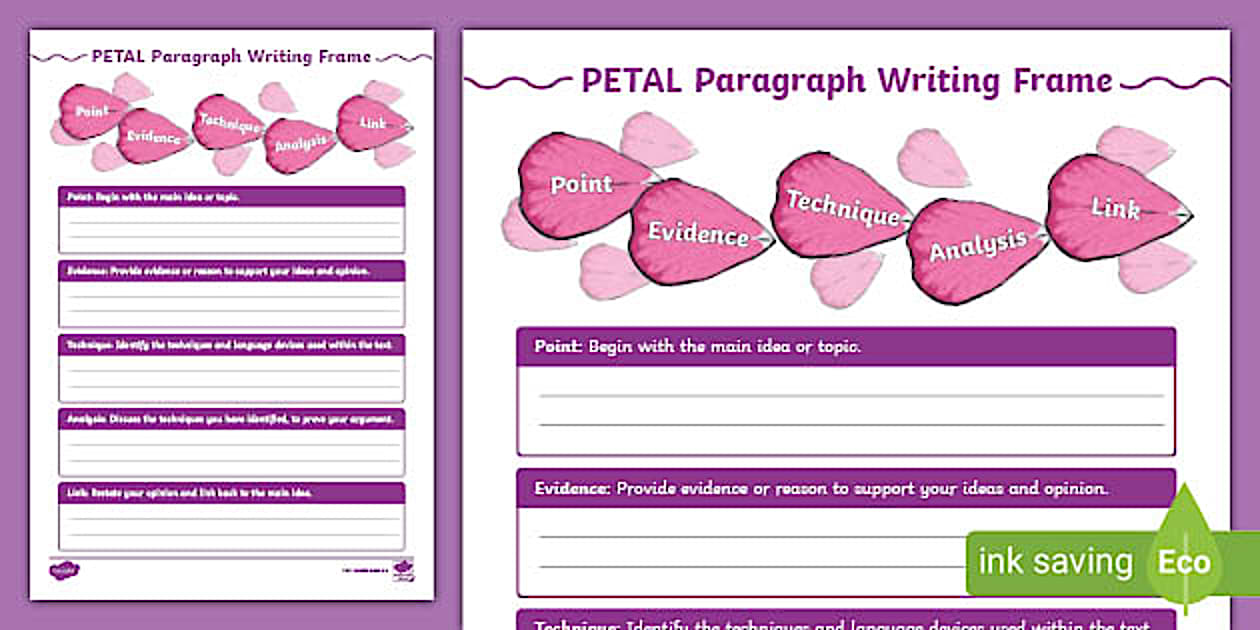 PETAL Paragraph Writing Frame Template Worksheet - Twinkl