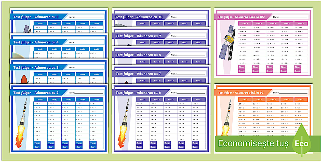 Adunări până la 100 | Teste fulger | Twinkl România