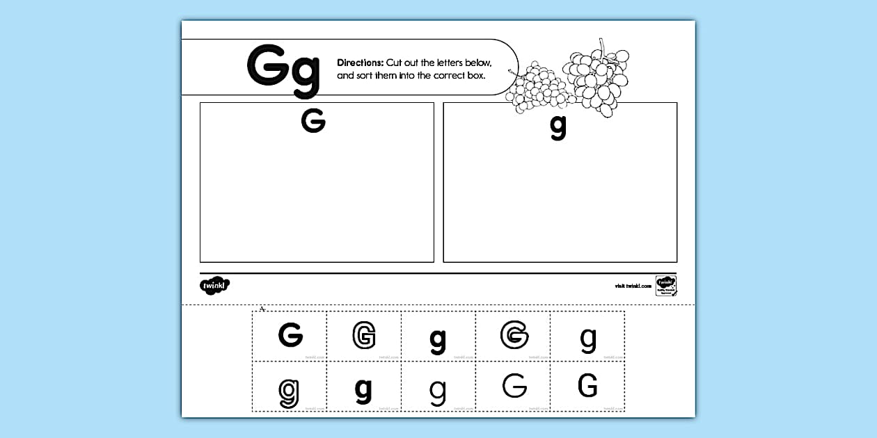 Uppercase and Lowercase G Sort (Teacher-Made) - Twinkl