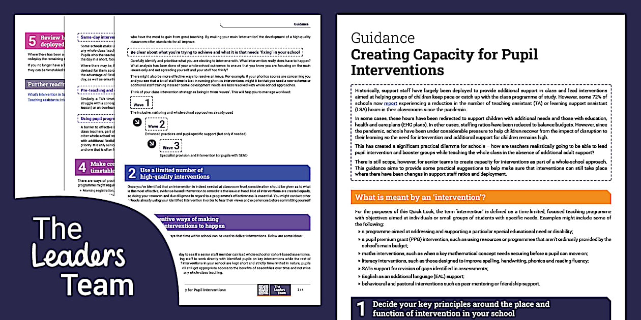 Quick look: Creating capacity for pupil interventions