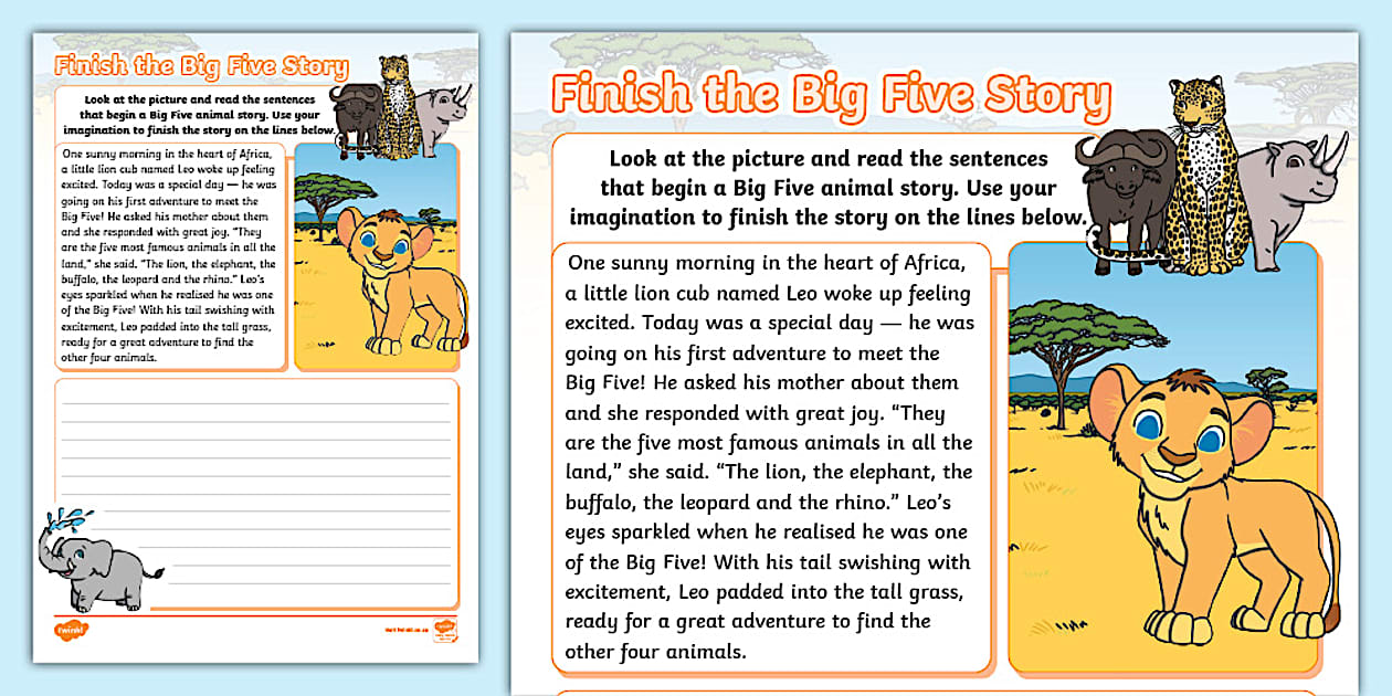 Finish the Big Five Story Writing Template