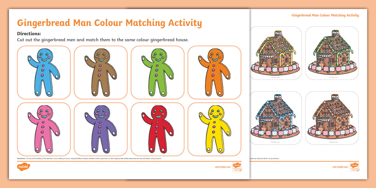 Gingerbread Man Colour Matching Activity (teacher made)