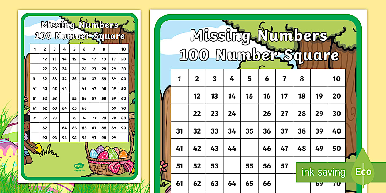 Easter Themed Missing Numbers Number Square - Twinkl