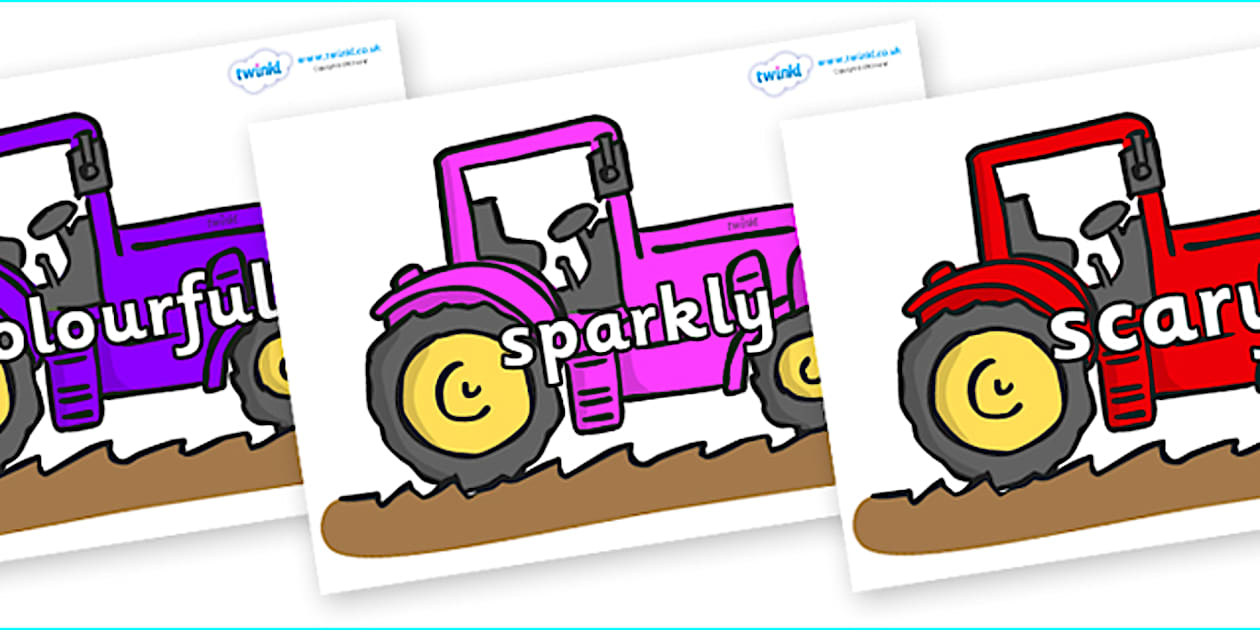 Cursive Wow Words on Tractors (teacher made) - Twinkl