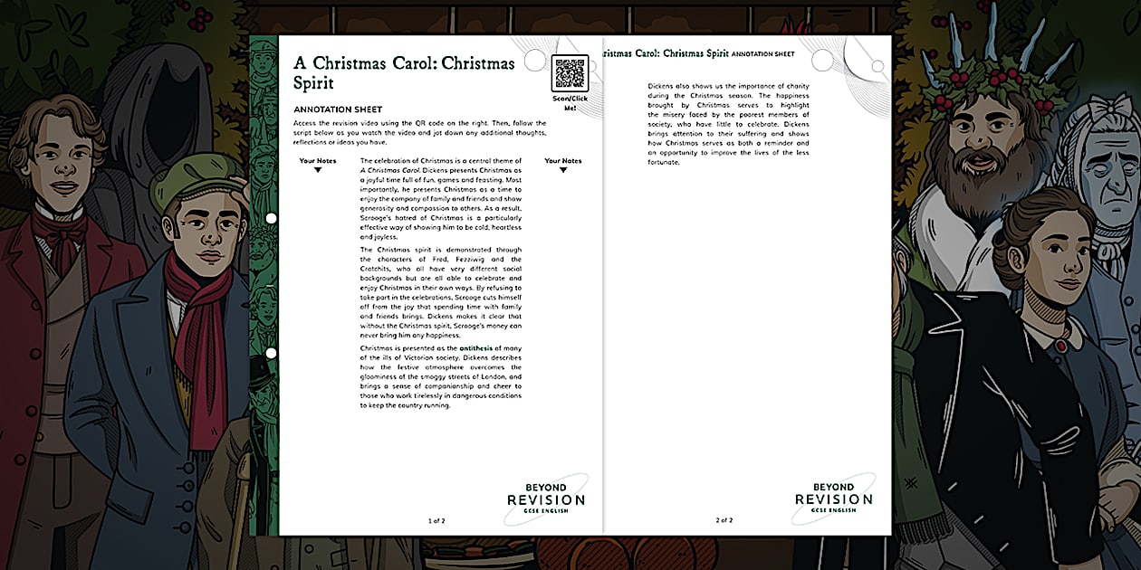 A Christmas Carol: Themes Christmas Spirit Annotation Sheet