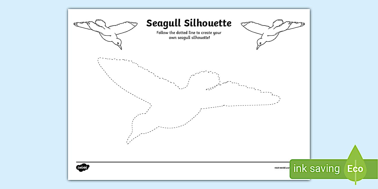 Seagull Silhouette Drawing Activity (Teacher-Made) - Twinkl