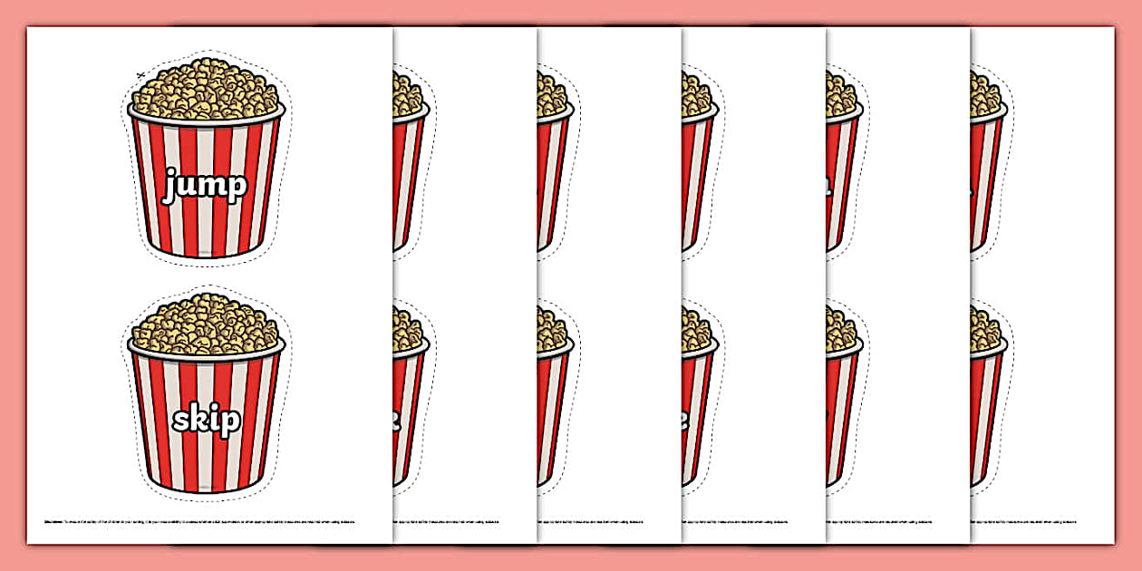 Popcorn Verbs Display Cut Outs (l'enseignant a fait)