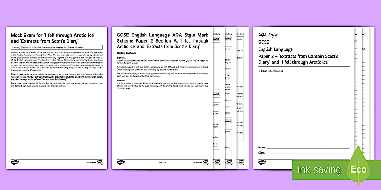 AQA Language Paper 2: Practice Paper Based on AQA Extracts 3