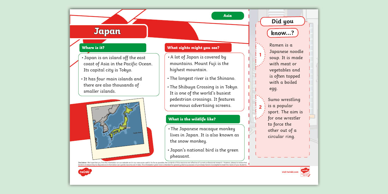 KS1 Japan Fact File (teacher made) - Twinkl