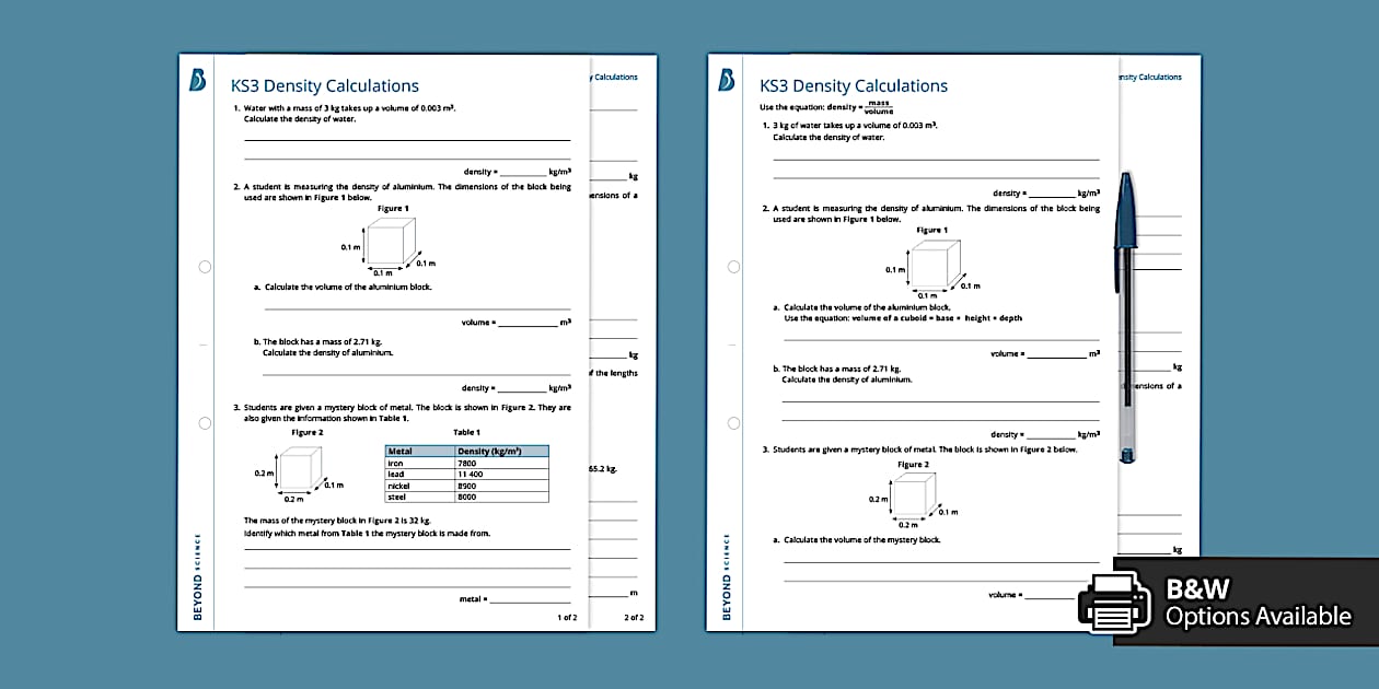 Density Calculations | KS3 Physics | Beyond (teacher made)