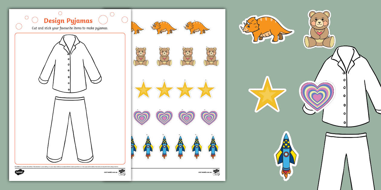 Design Pyjamas Cutting Skills Activity (teacher made)