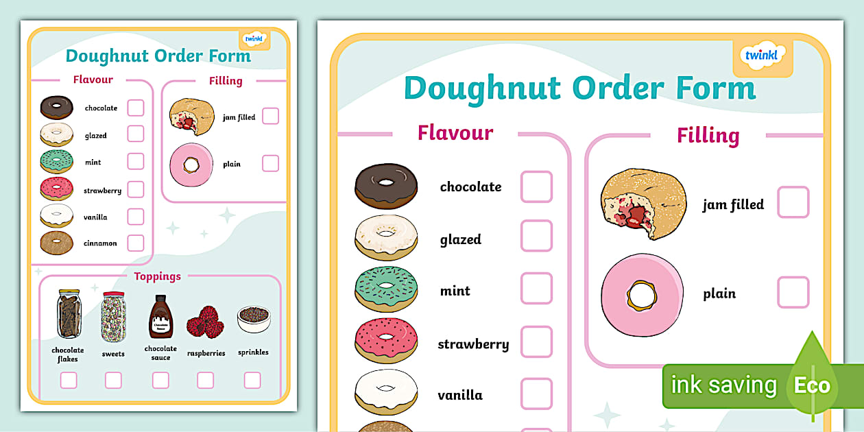 Doughnut Order Form Role-Play Menu (teacher made) - Twinkl