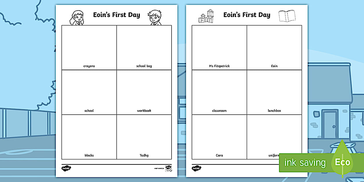 Exploring My World - Eoin's First Day - Picture Dictionary Worksheet