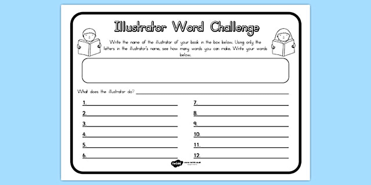 Illustrator Word Challenge Worksheet (Teacher-Made) - Twinkl