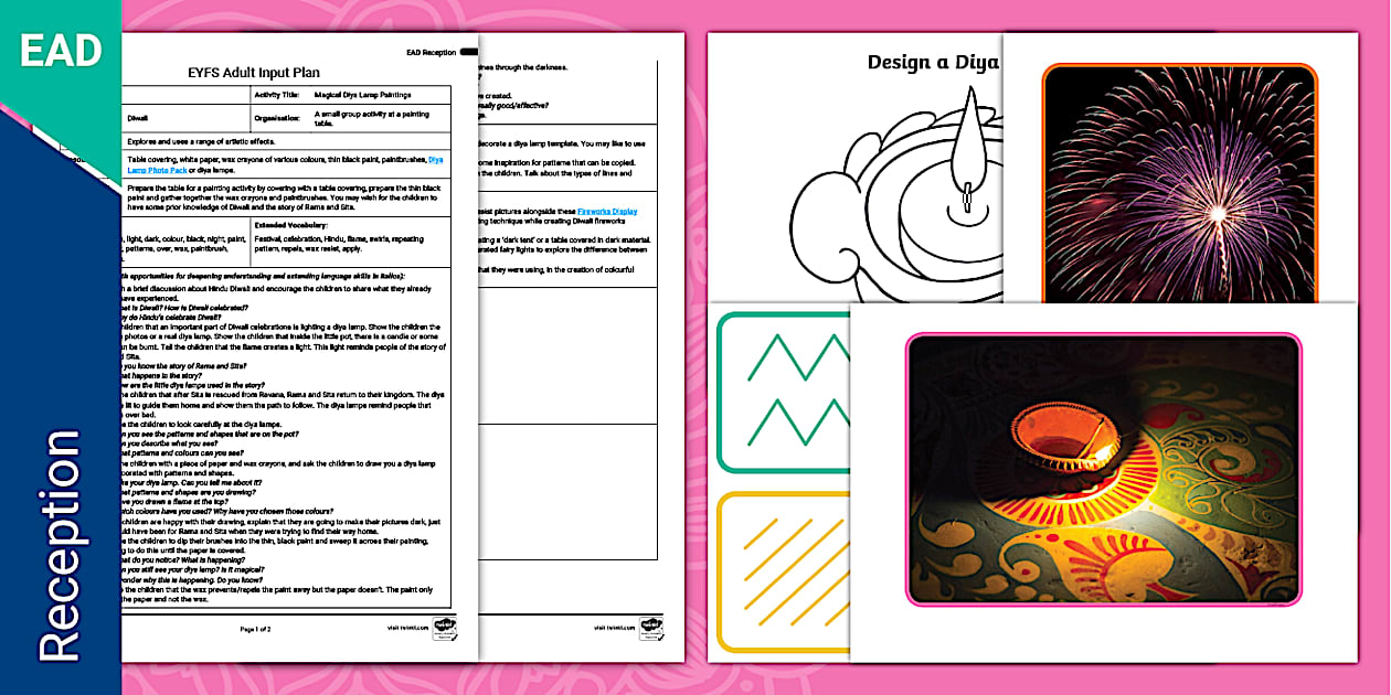 EYFS Magical Diya Lamp Paintings Adult Input Plan - Twinkl
