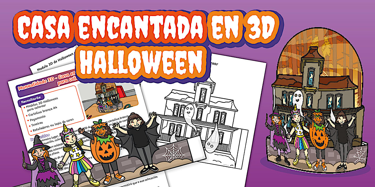 Manualidade: Casa encantada de Halloween en 3D – Galego