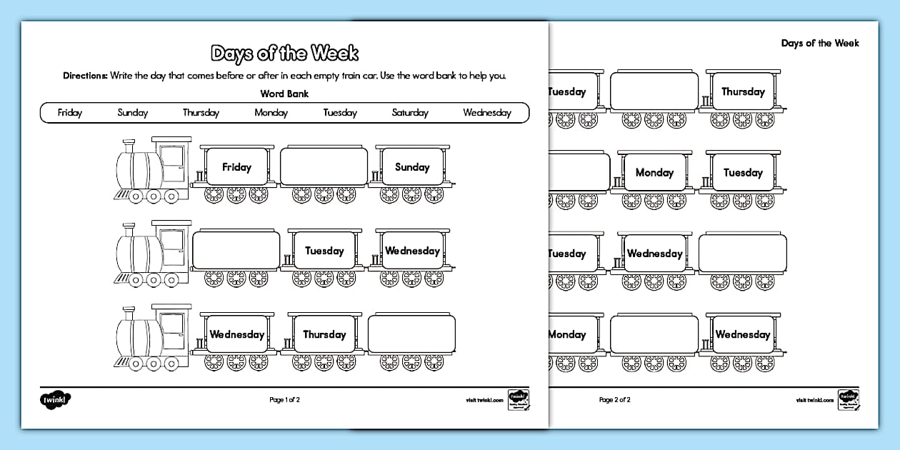 First Grade Days of the Week Worksheet (Teacher-Made)