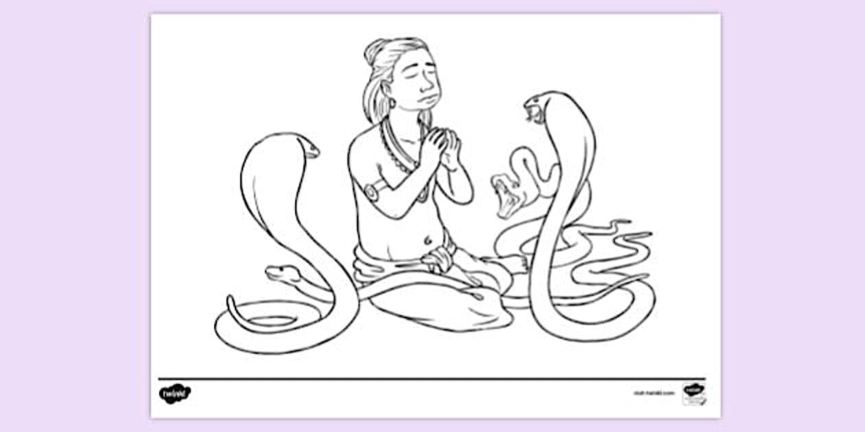 Prahlad in the Snake Pit Colouring | Colouring Sheets
